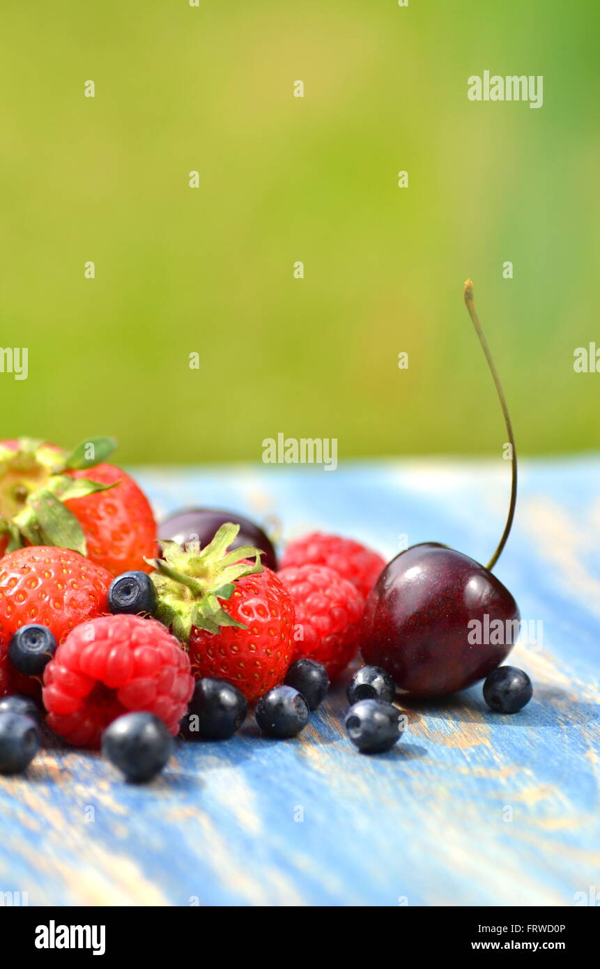 variety of soft fruits, strawberries, raspberries, cherries ...