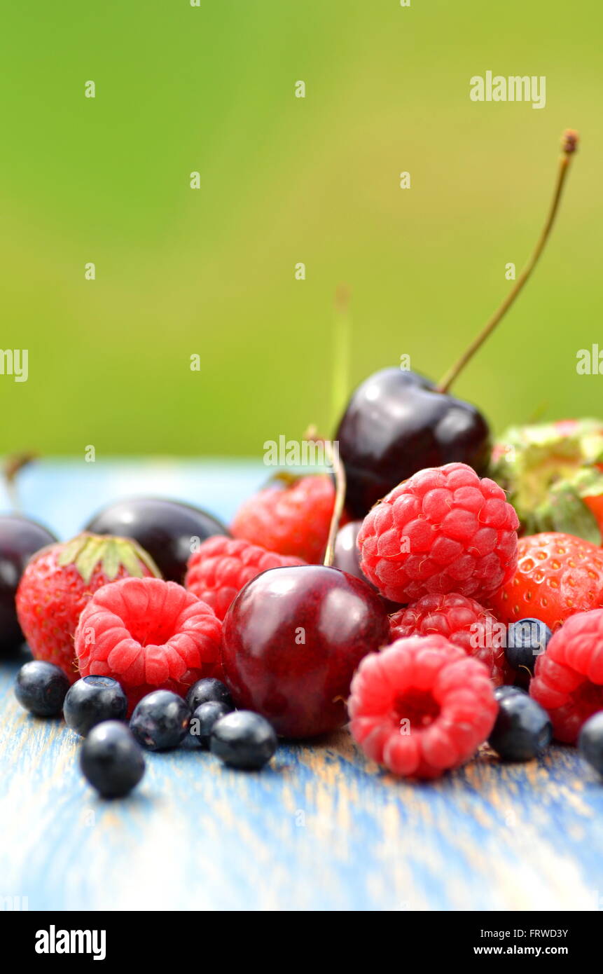 variety of soft fruits, strawberries, raspberries, cherries ...