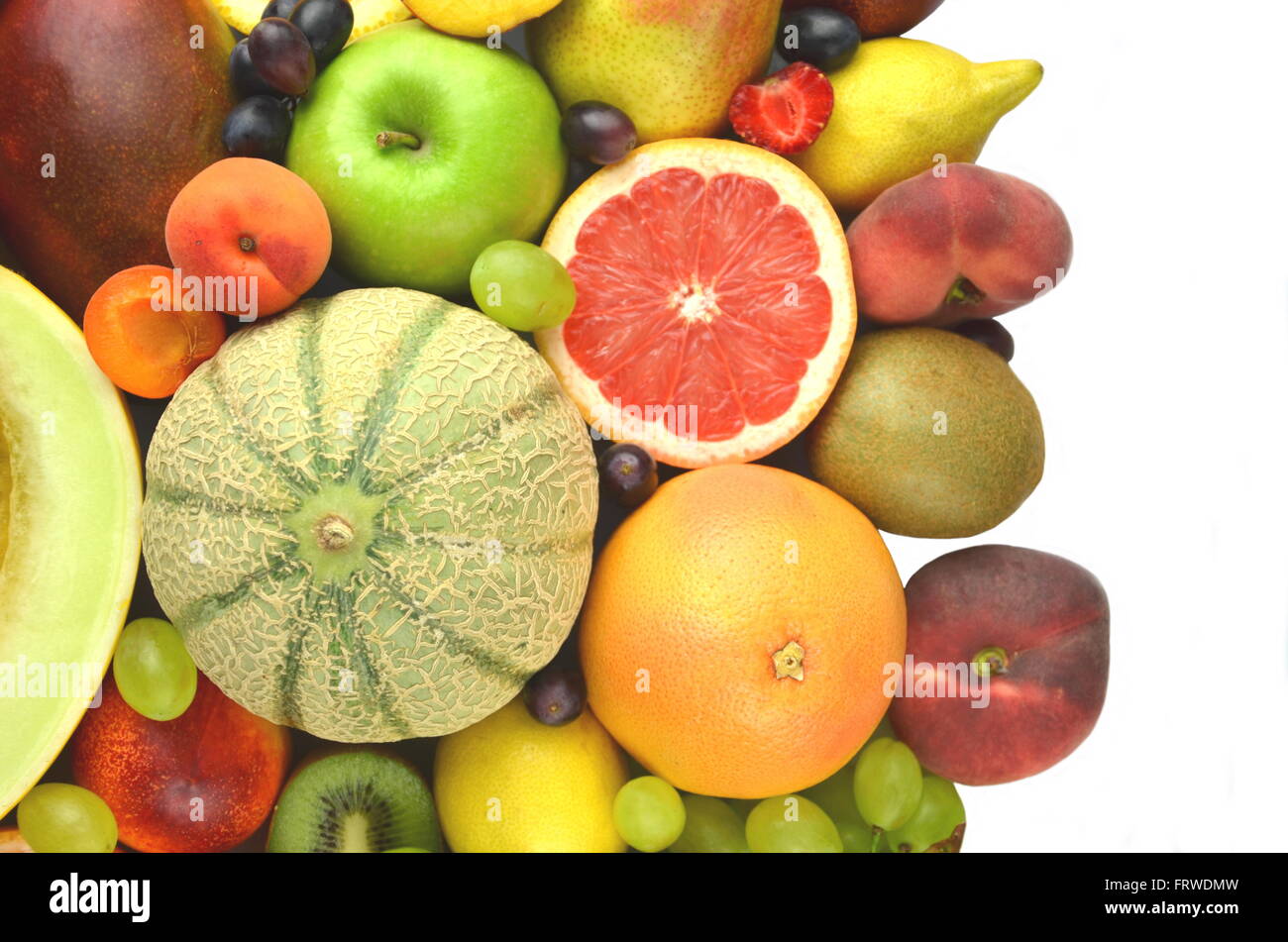 Variety of fresh and delicious fruits isolated on white Stock Photo - Alamy