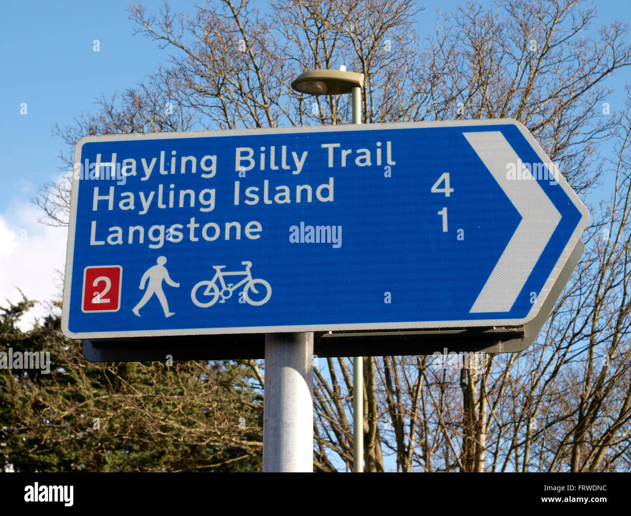 Sign at Havant for Hayling Island along the Hayling Billy Trail ...