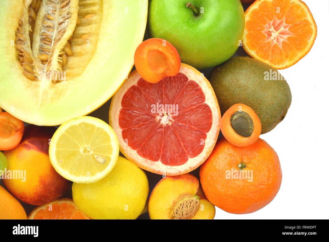 Variety of fresh and delicious fruits isolated on white Stock Photo - Alamy