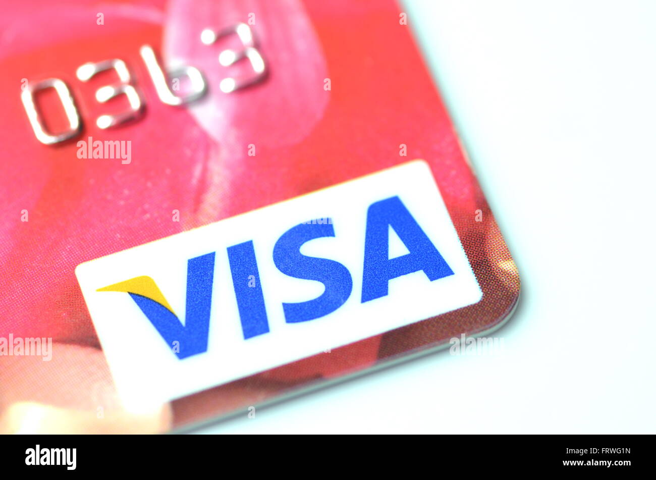 Closeup of VISA credit card isolated on white background Stock Photo ...