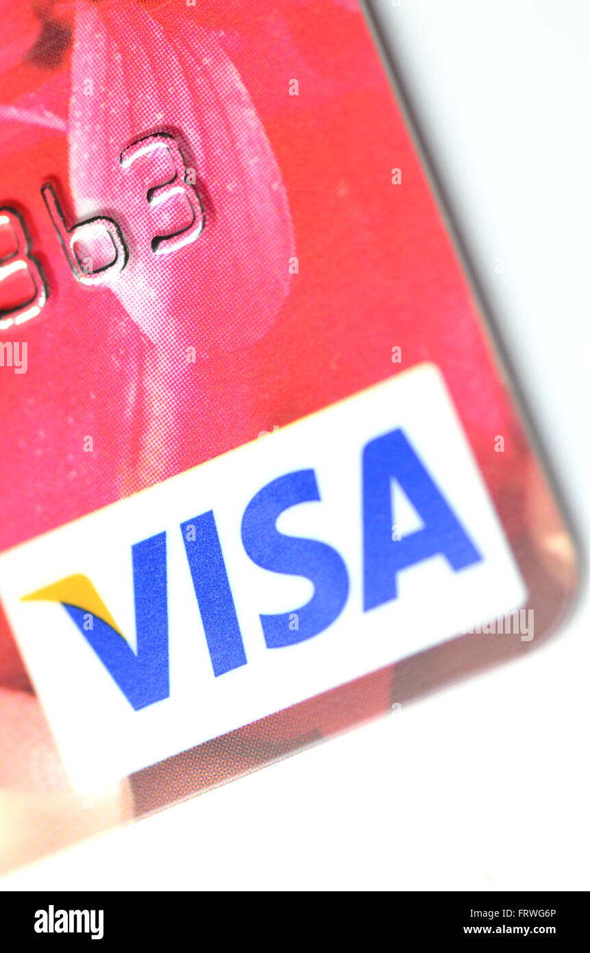 Closeup of VISA credit card isolated on white background Stock Photo ...