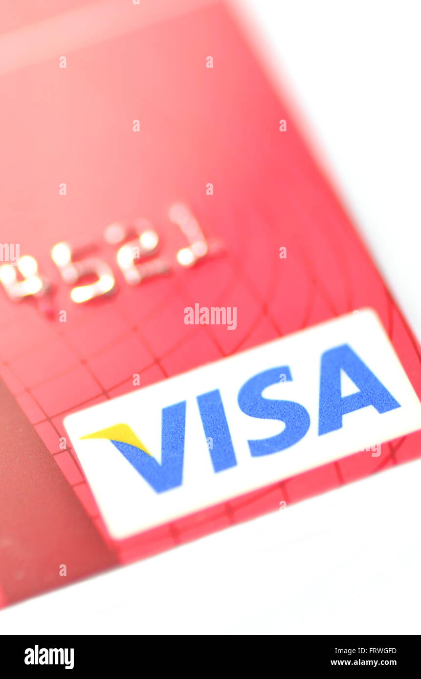 Closeup of VISA credit card isolated on white background Stock Photo ...