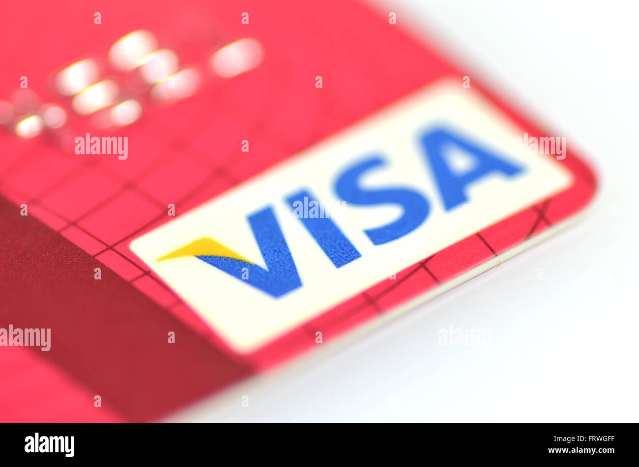 Closeup of VISA credit card isolated on white background Stock Photo ...