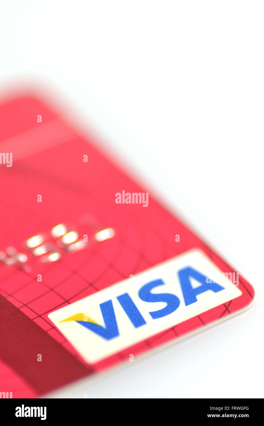 Closeup of VISA credit card isolated on white background Stock Photo ...