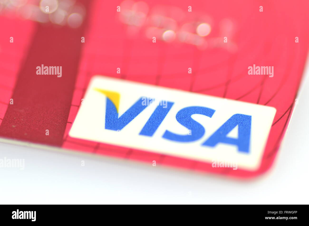 Closeup of VISA credit card isolated on white background Stock Photo ...