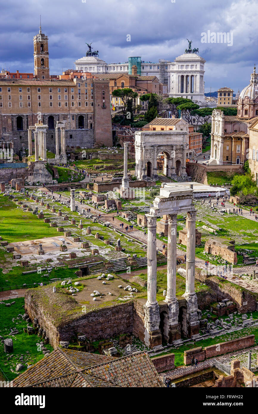 View of the Roman Forum, from the Palatine Hill (Basilica Julia, Arch ...
