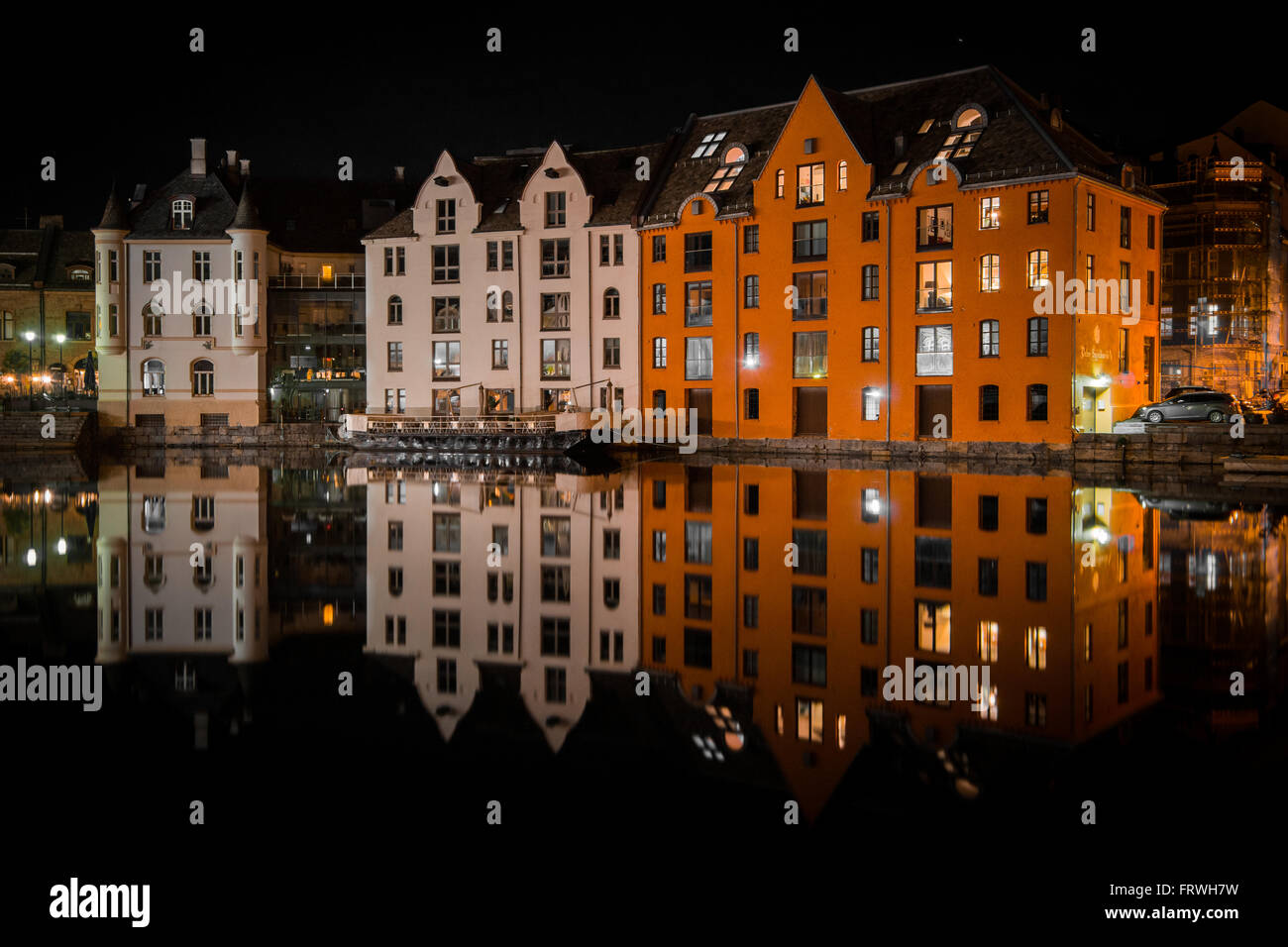 Night Alesund view Stock Photo - Alamy
