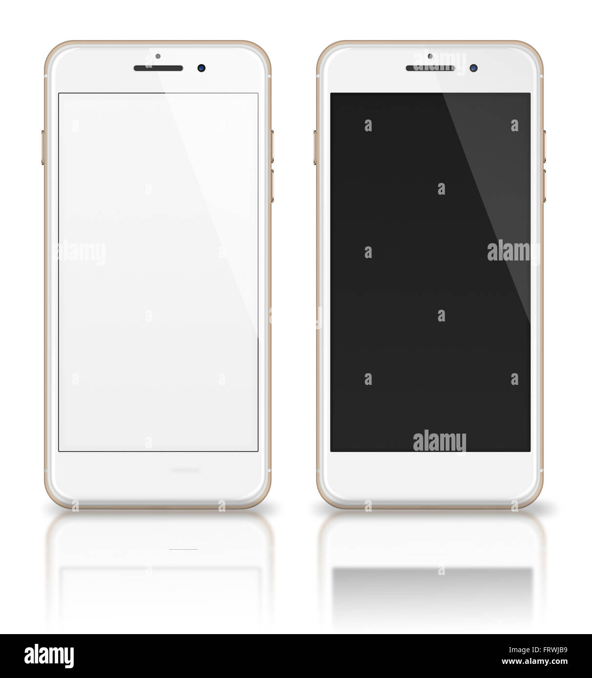 Modern touch screen smartphoneswith shadows, reflections, blank and ...