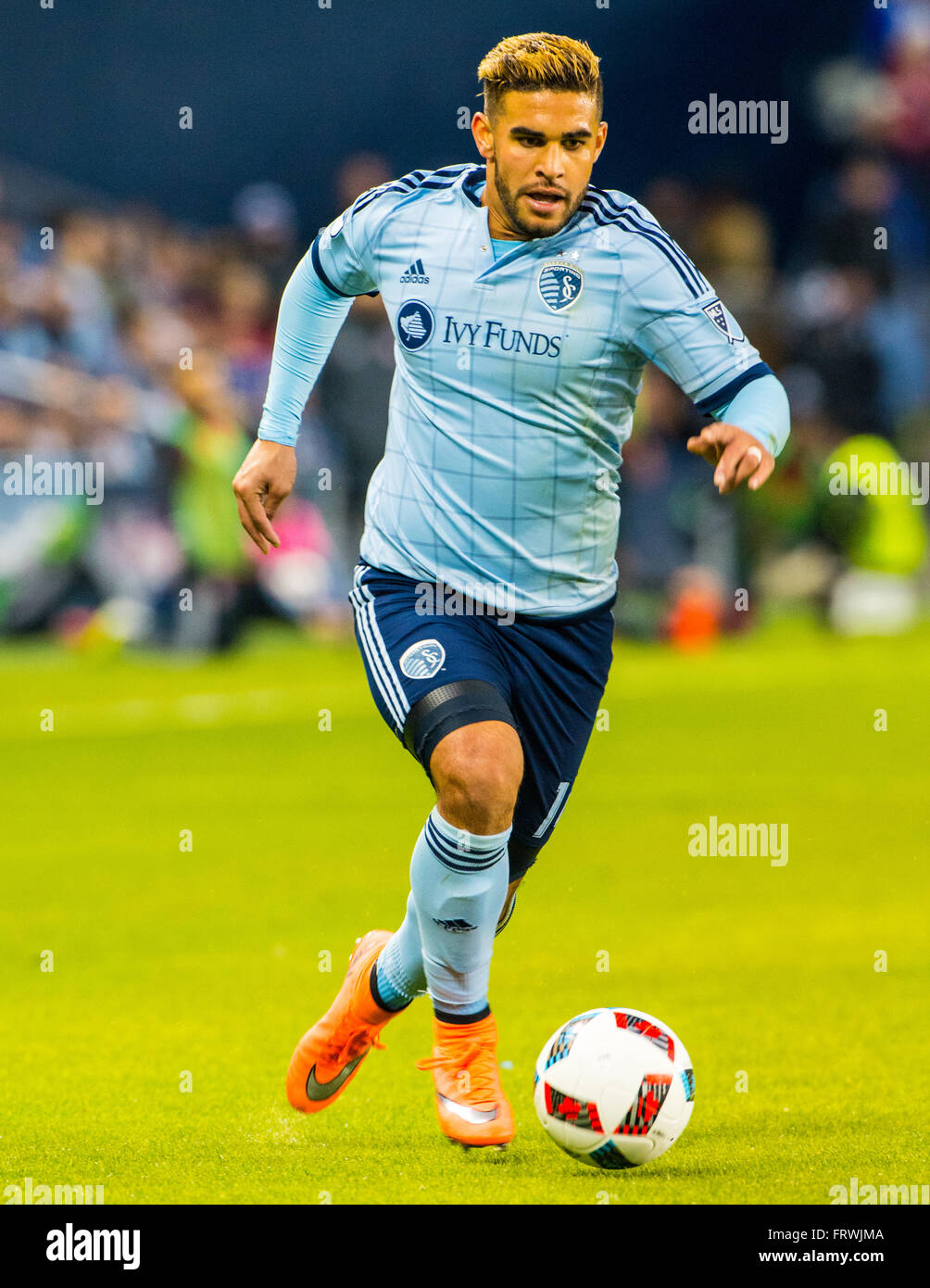 Dom Dwyer number 14 forward Sporting Kansas city Stock Photo - Alamy