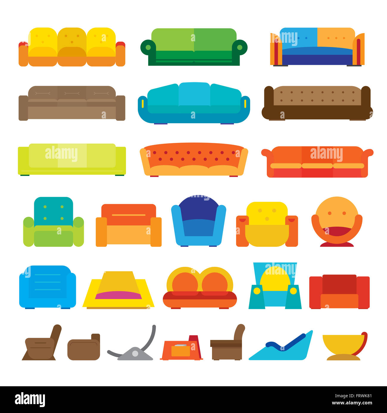 Vector illustration of various flat design couches Stock Photo - Alamy