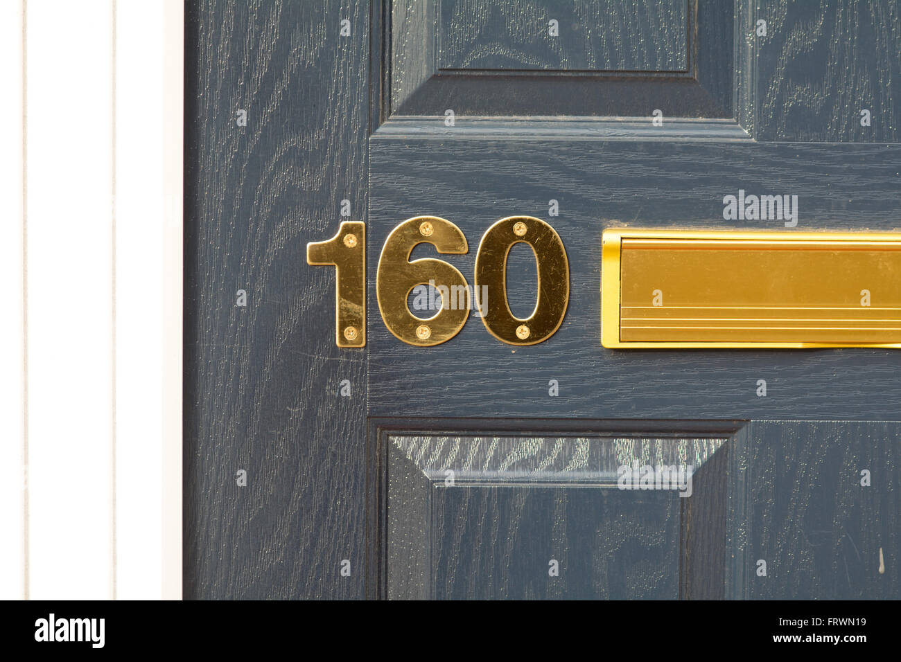 House Number 160 sign on door next to letterbox Stock Photo - Alamy
