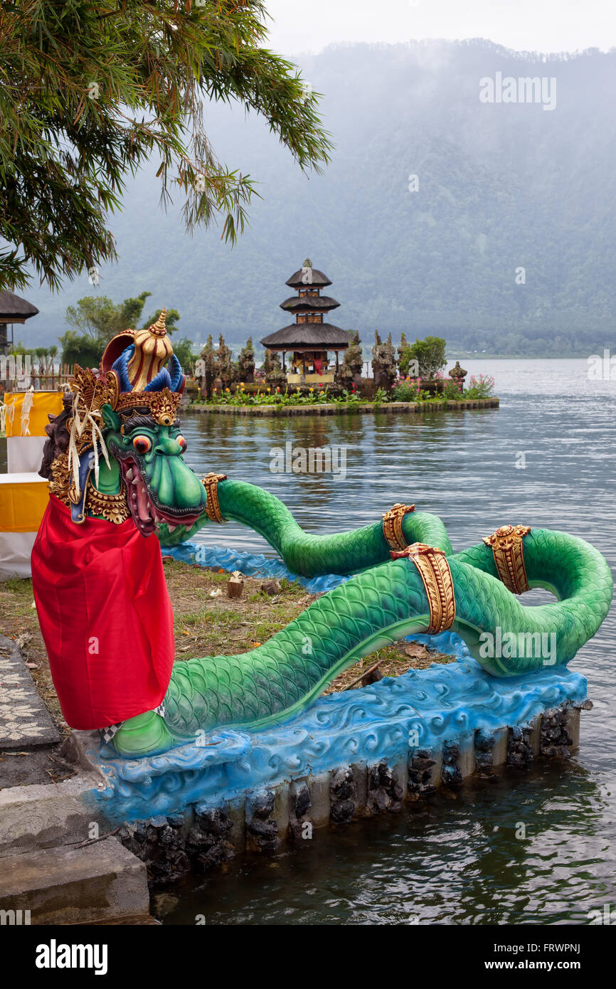 Dragon statue Bedugal temple , lake Braton Bali Indonesia Stock Photo ...