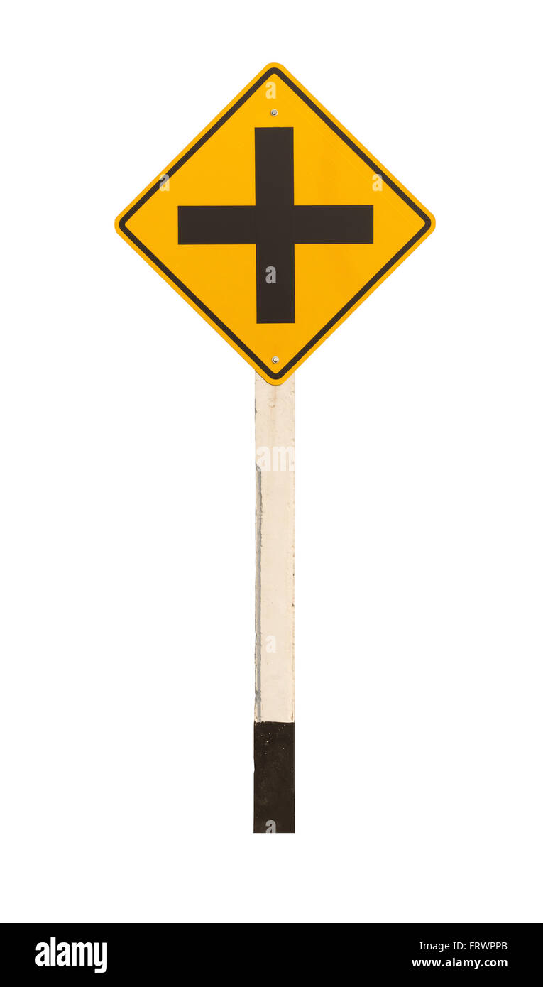 intersection traffic signage warning isolated on white background with ...