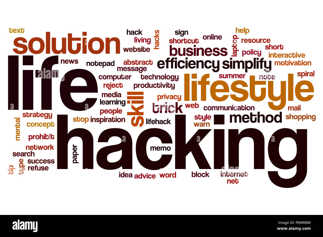Life hacking word cloud Stock Photo - Alamy