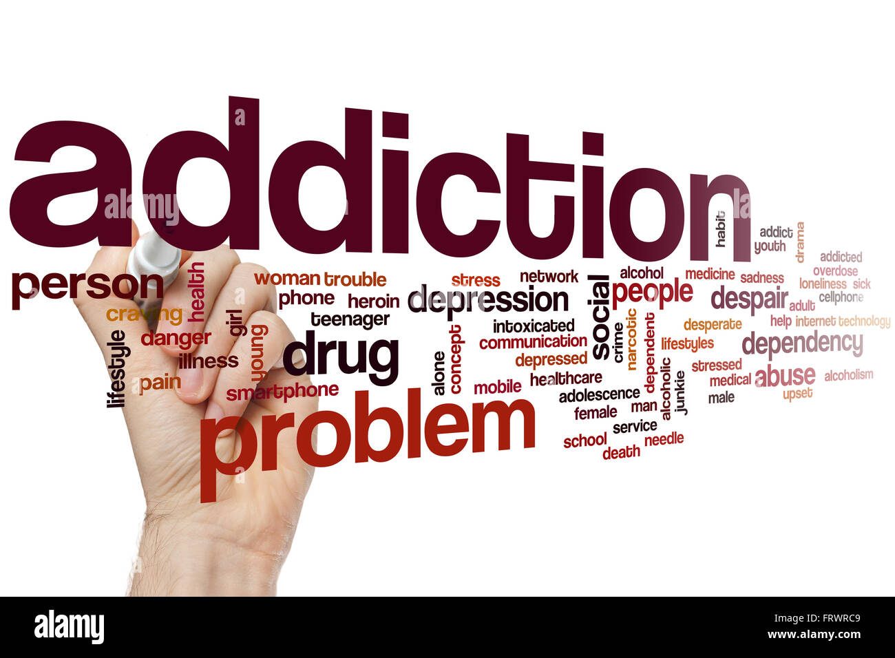 Addiction word cloud concept Stock Photo - Alamy