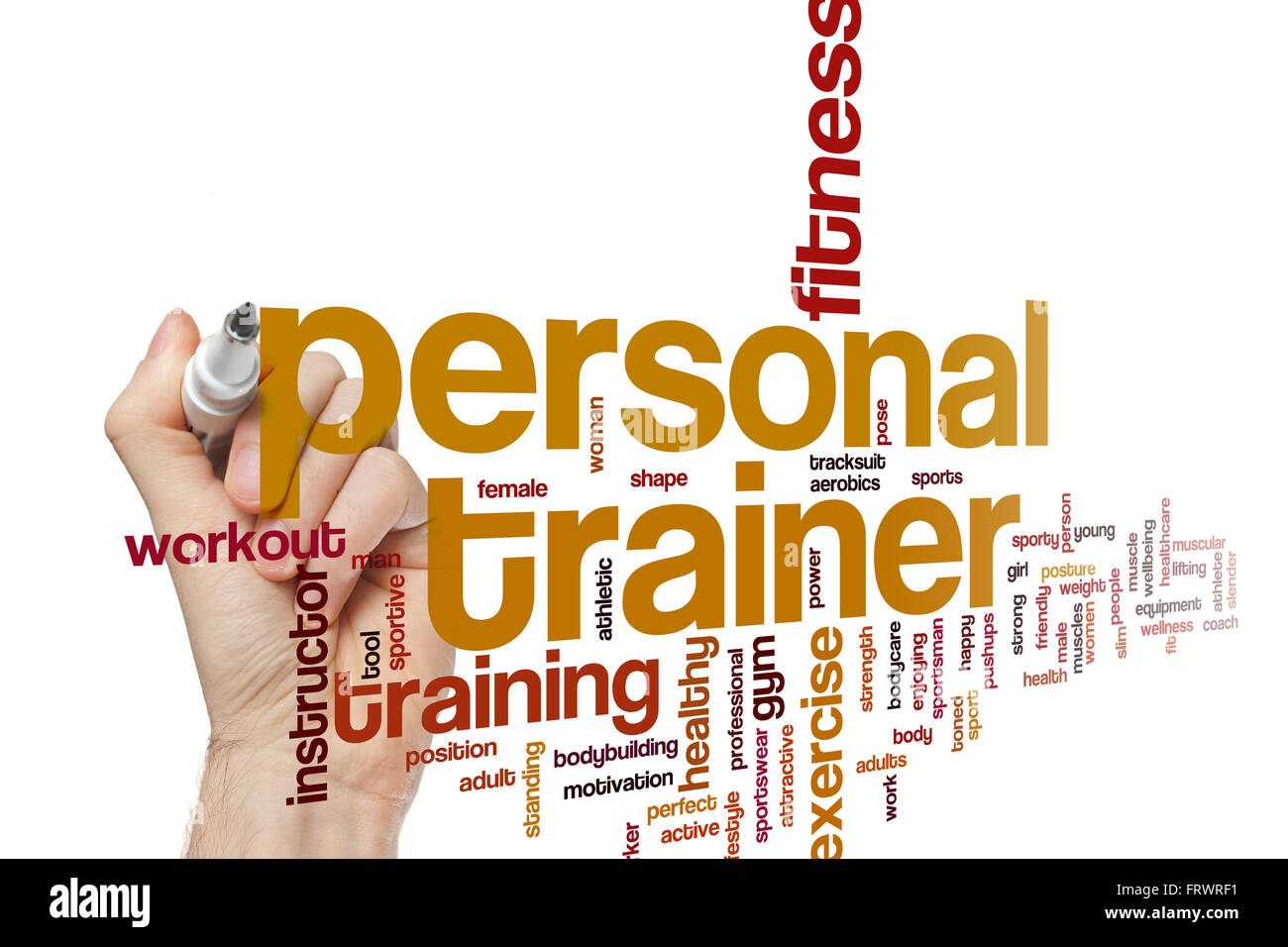 Personal trainer word cloud concept Stock Photo - Alamy