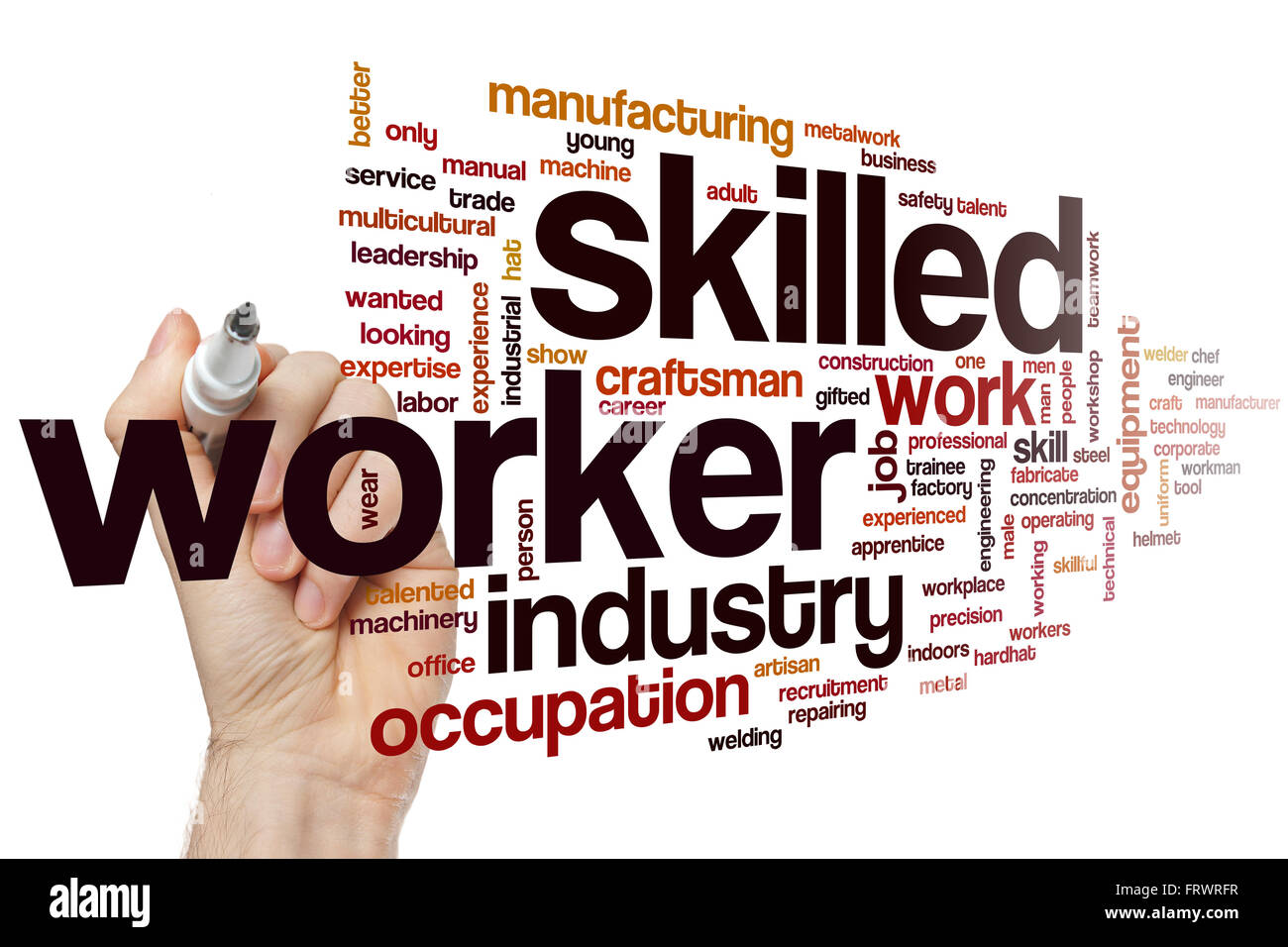 Skilled worker word cloud concept Stock Photo - Alamy