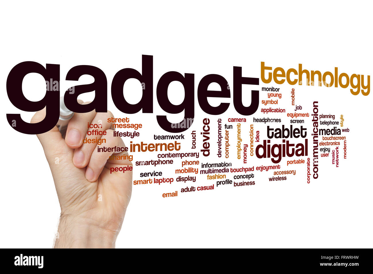 Gadget word cloud concept Stock Photo - Alamy