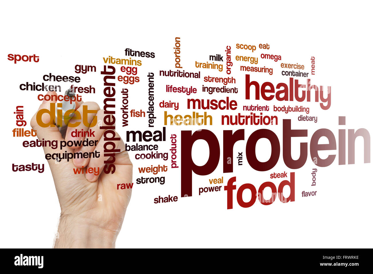 Protein word cloud concept Stock Photo - Alamy