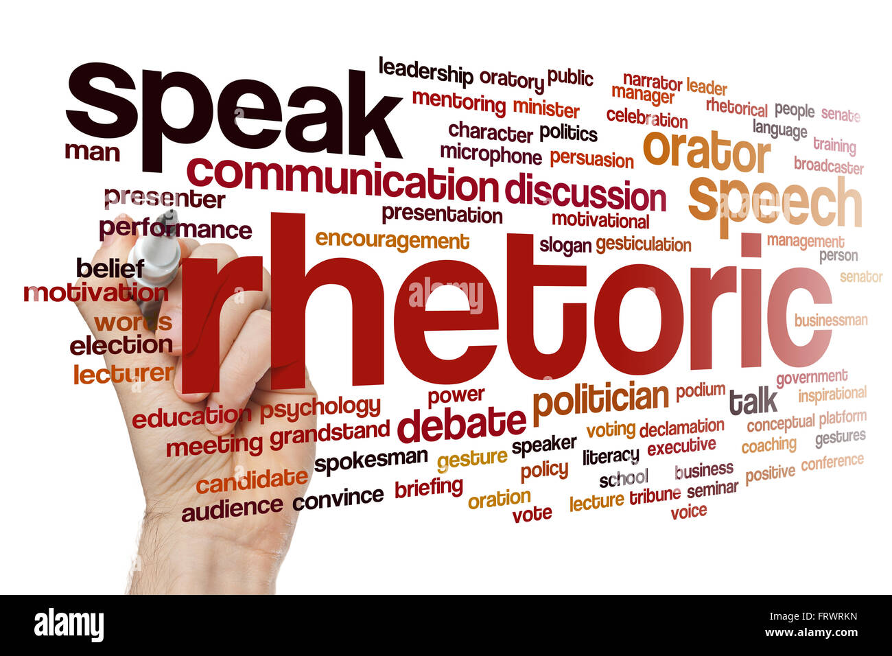 Rhetoric word cloud concept Stock Photo - Alamy