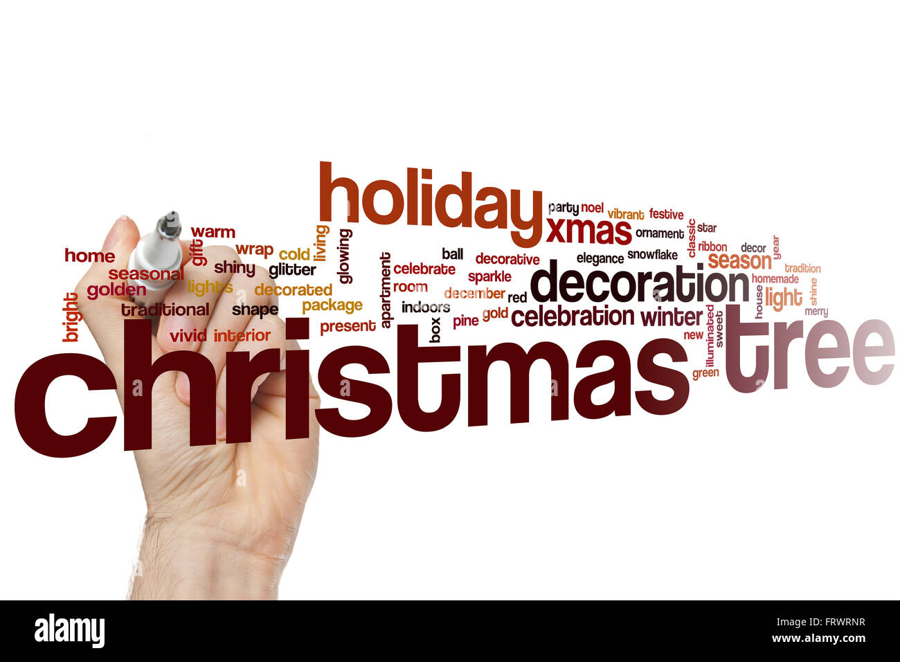 Christmas tree word cloud concept Stock Photo - Alamy