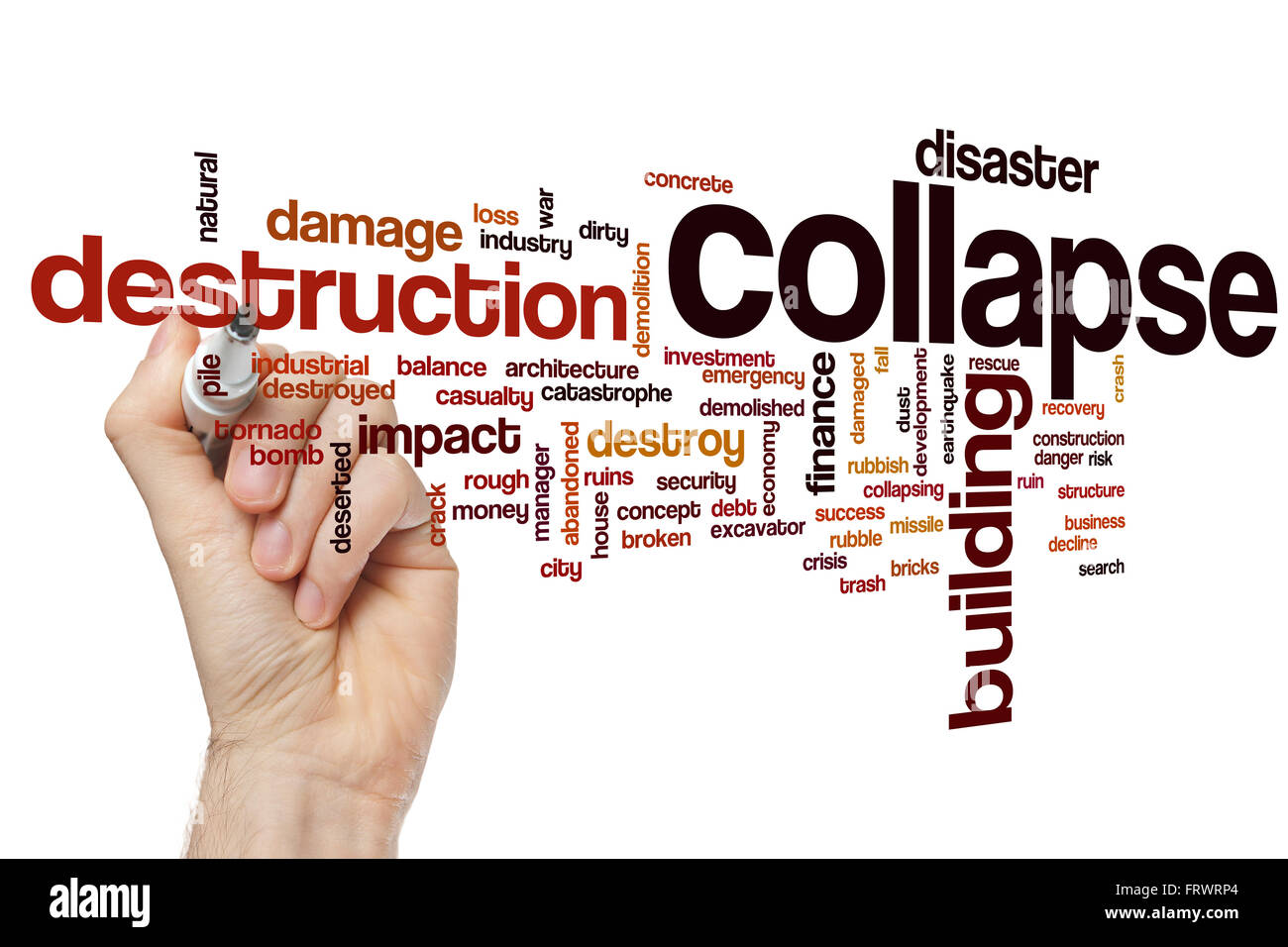 Collapse word cloud concept Stock Photo - Alamy