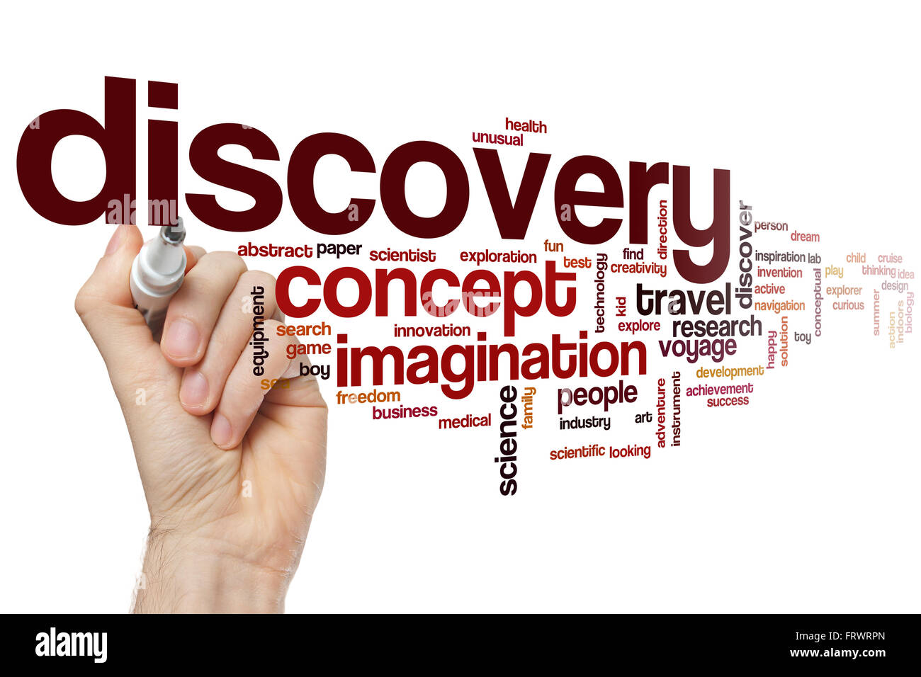 Discovery word cloud concept Stock Photo - Alamy