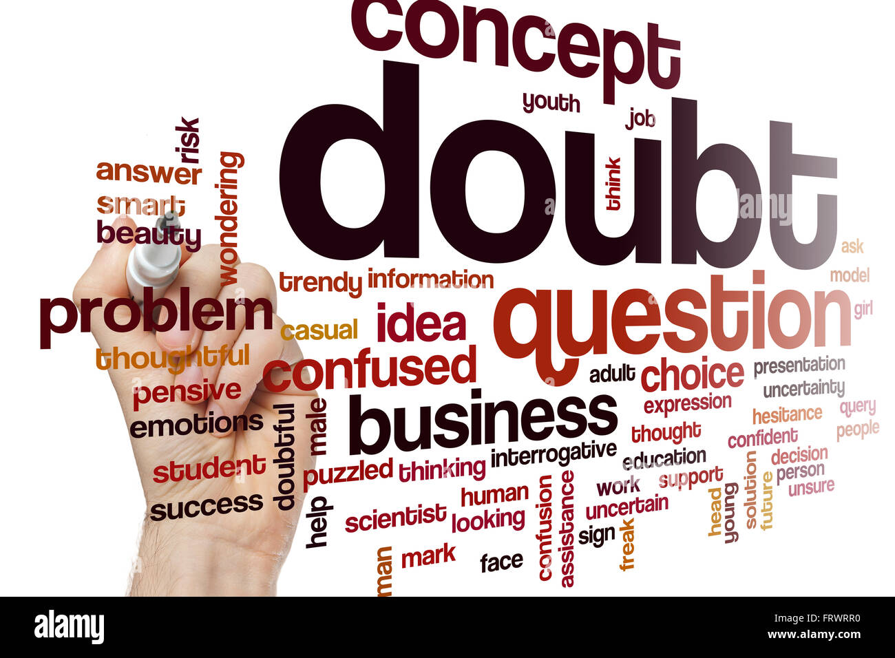 Doubt word cloud concept with question problem related tags Stock Photo ...