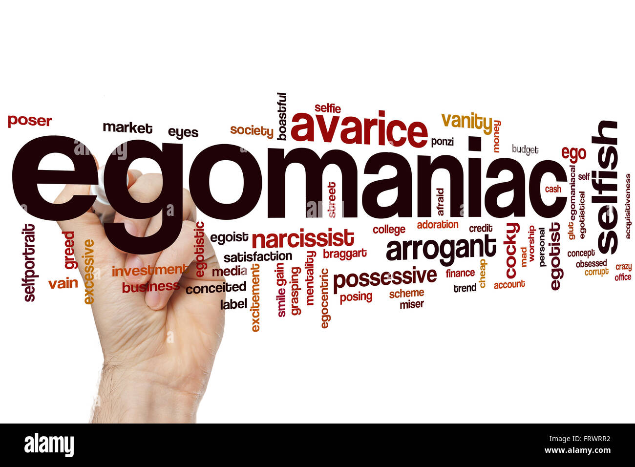 Egomaniac word cloud concept with selfish arrogant related tags Stock ...