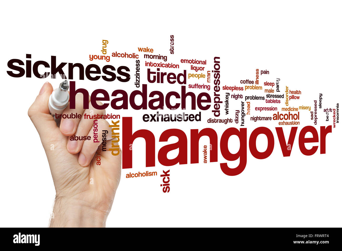 Hangover word cloud concept with headache alcohol related tags Stock ...