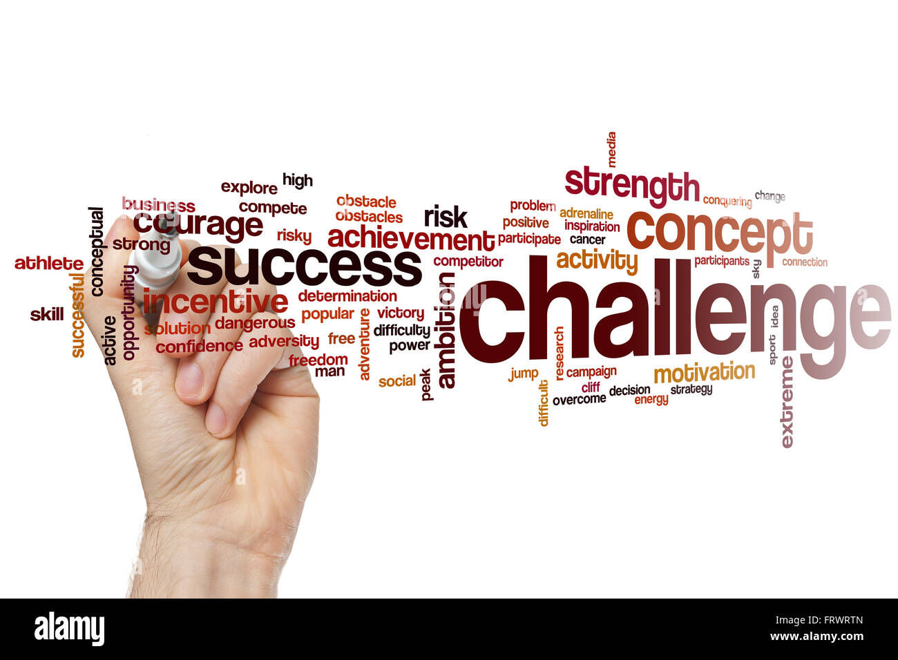Challenge word cloud concept with strength energy related tags Stock ...