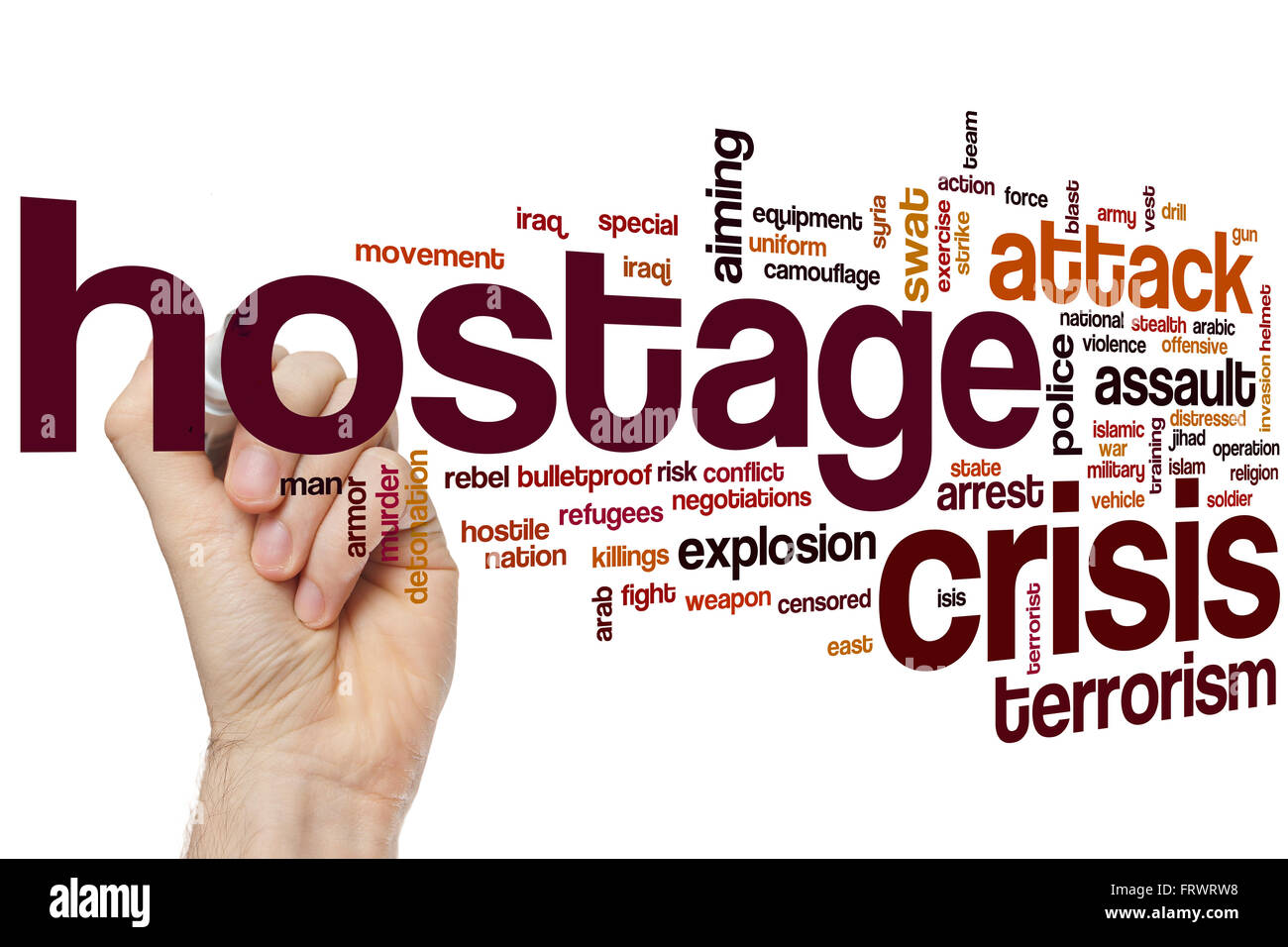 Hostage crisis word cloud concept with terrorism police related tags ...