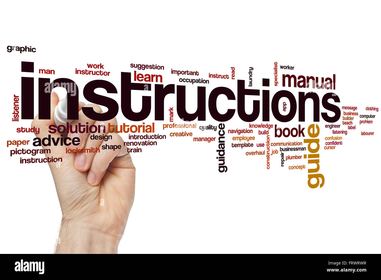 Instructions word cloud concept Stock Photo - Alamy