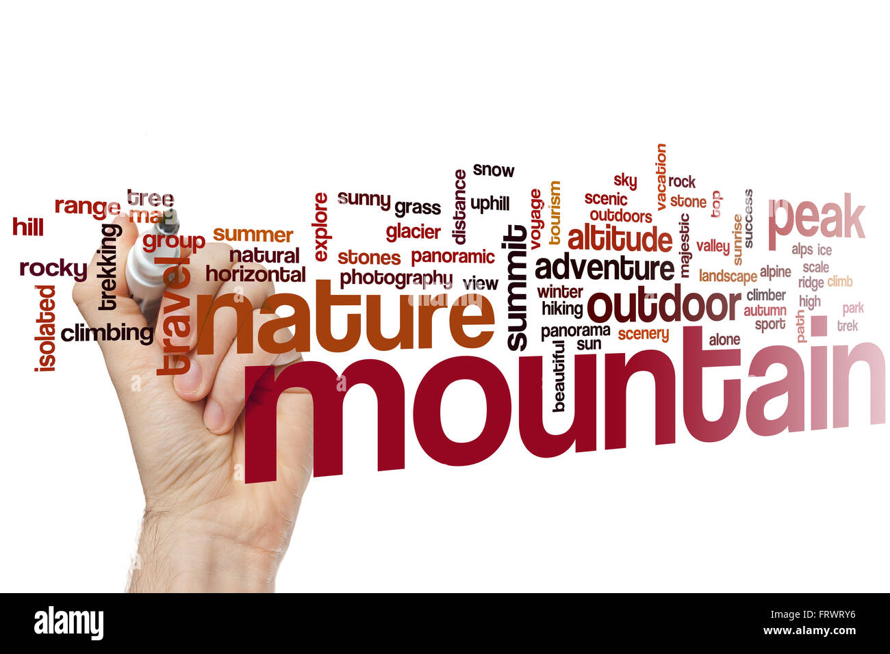 Mountain word cloud concept Stock Photo - Alamy