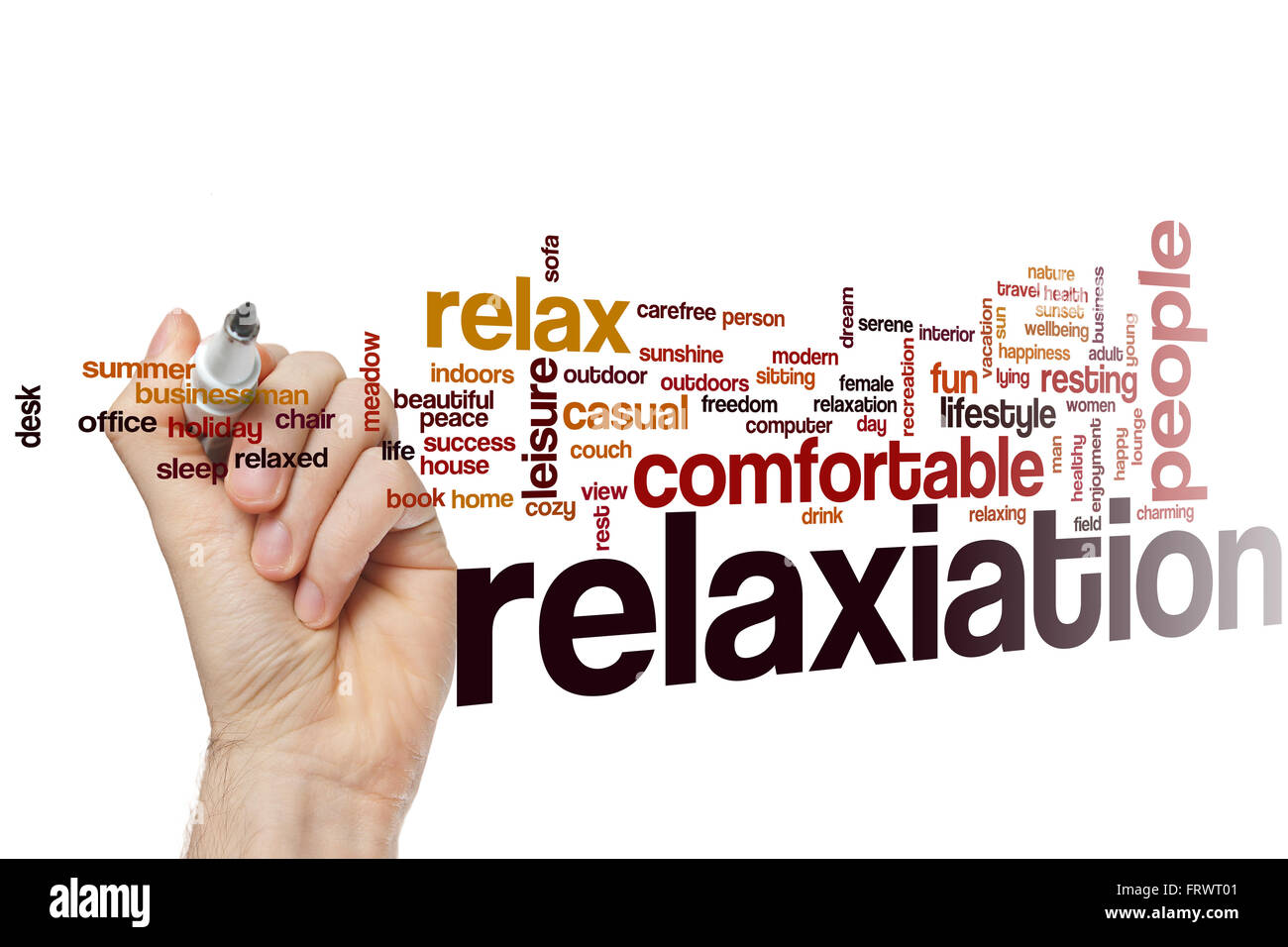 Relaxation word cloud concept with summer rest related tags Stock Photo ...