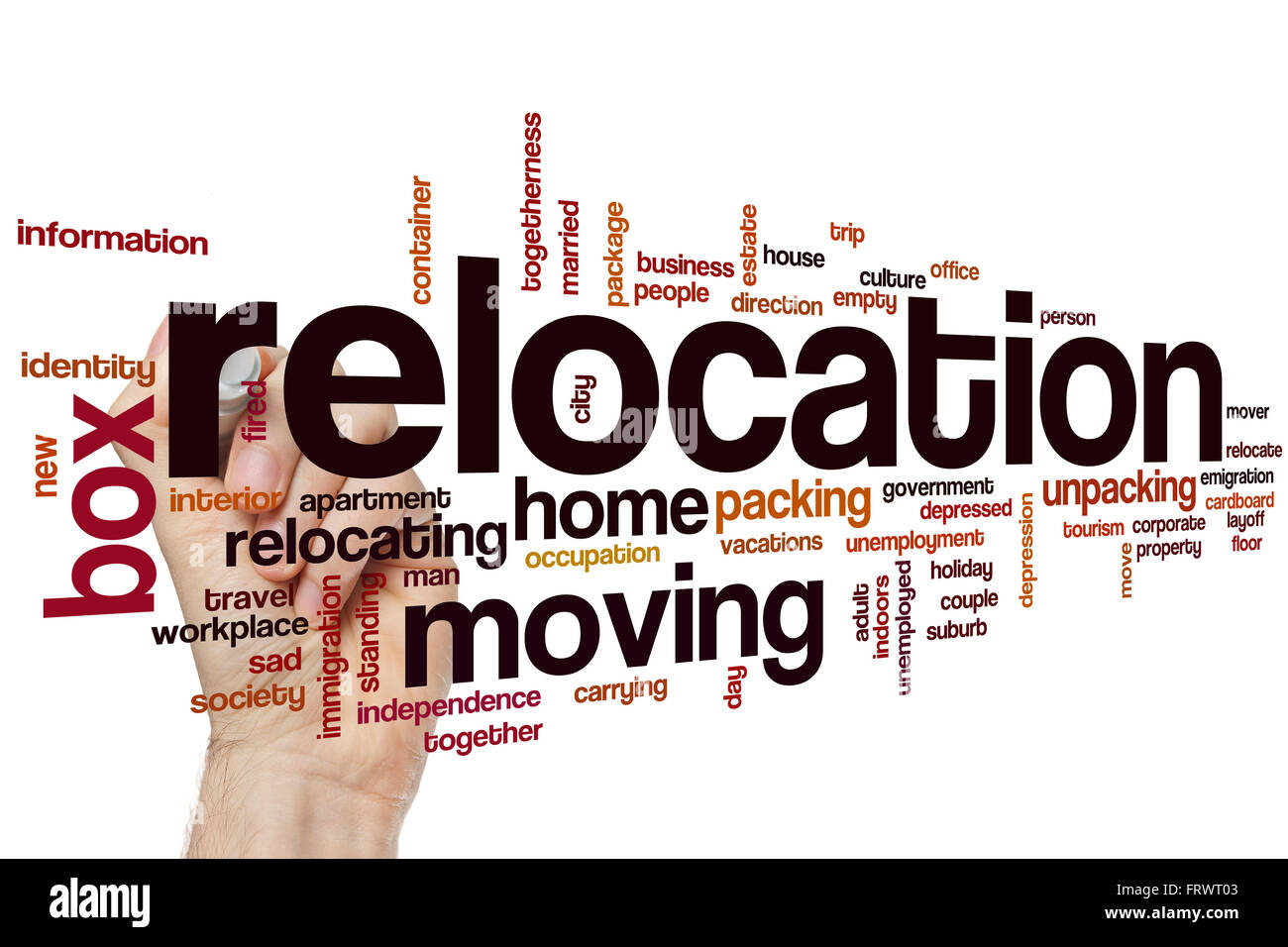Relocation word cloud concept Stock Photo - Alamy