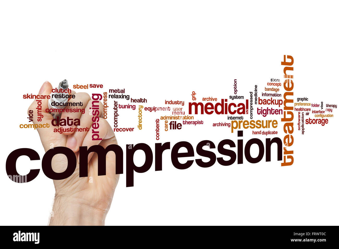 Compression word cloud concept Stock Photo - Alamy