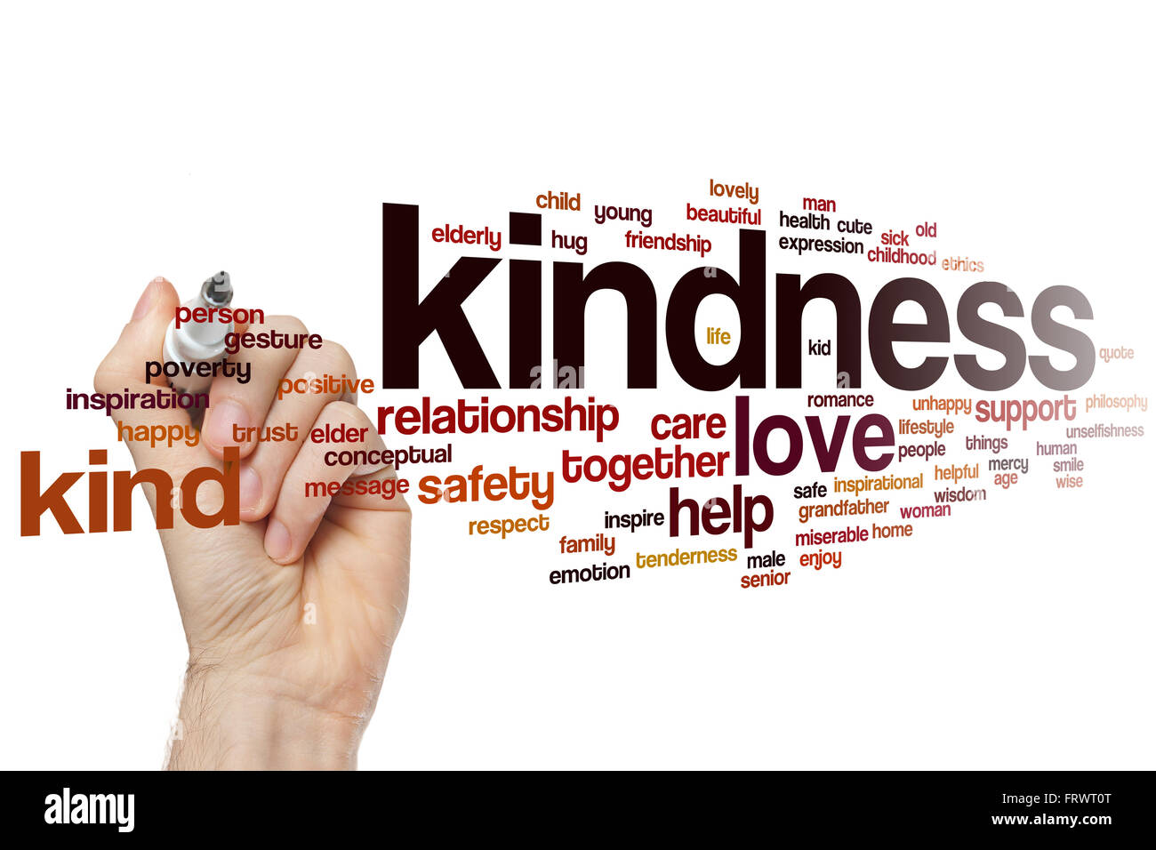Kindness word cloud concept with love help related tags Stock Photo - Alamy