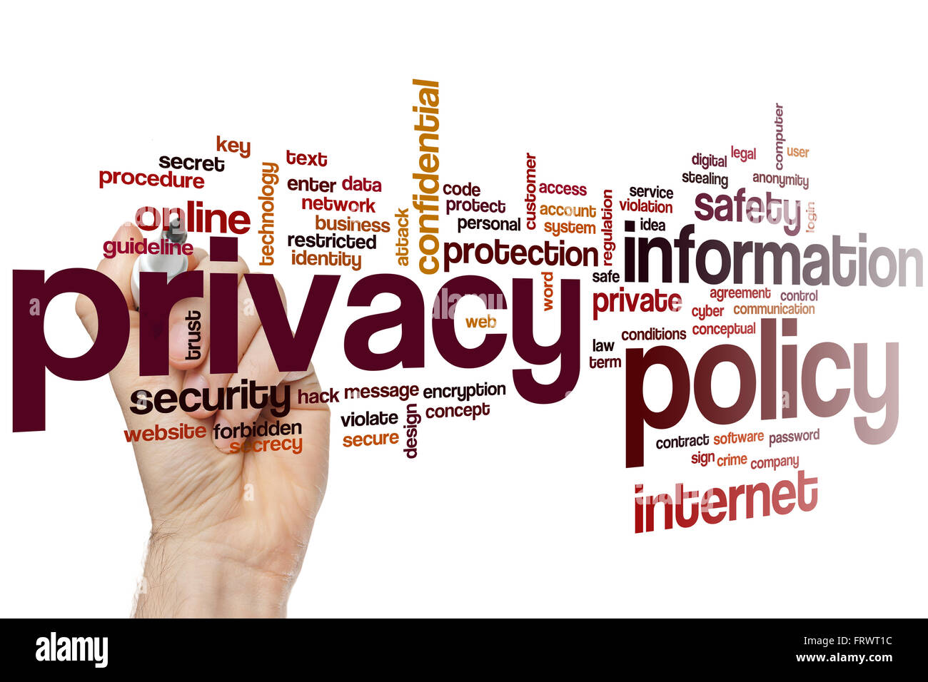 Privacy policy word cloud concept Stock Photo - Alamy