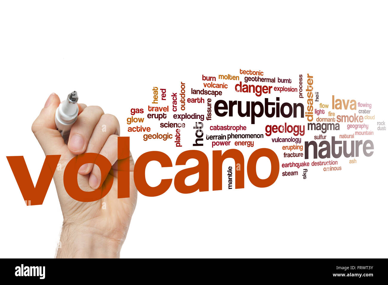 Volcano word cloud concept Stock Photo - Alamy
