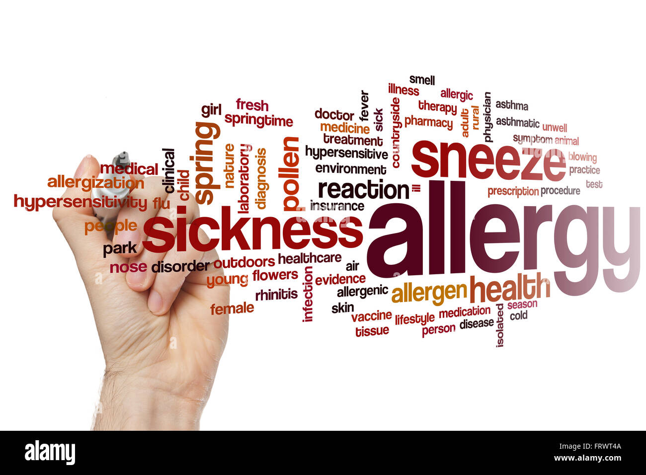 Allergy word cloud concept Stock Photo - Alamy