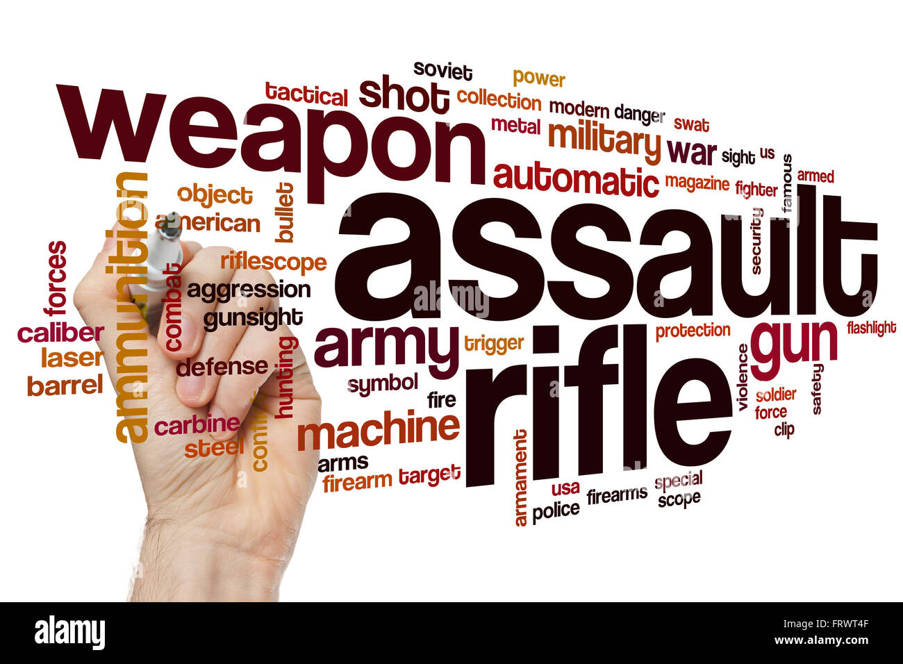 Assault rifle word cloud concept with weapon army related tags Stock ...