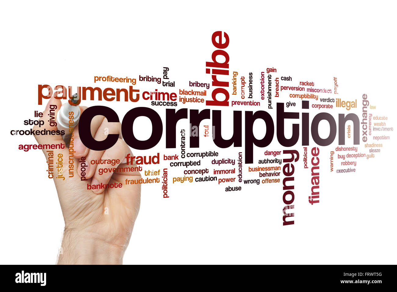 Corruption concept word cloud background Stock Photo - Alamy