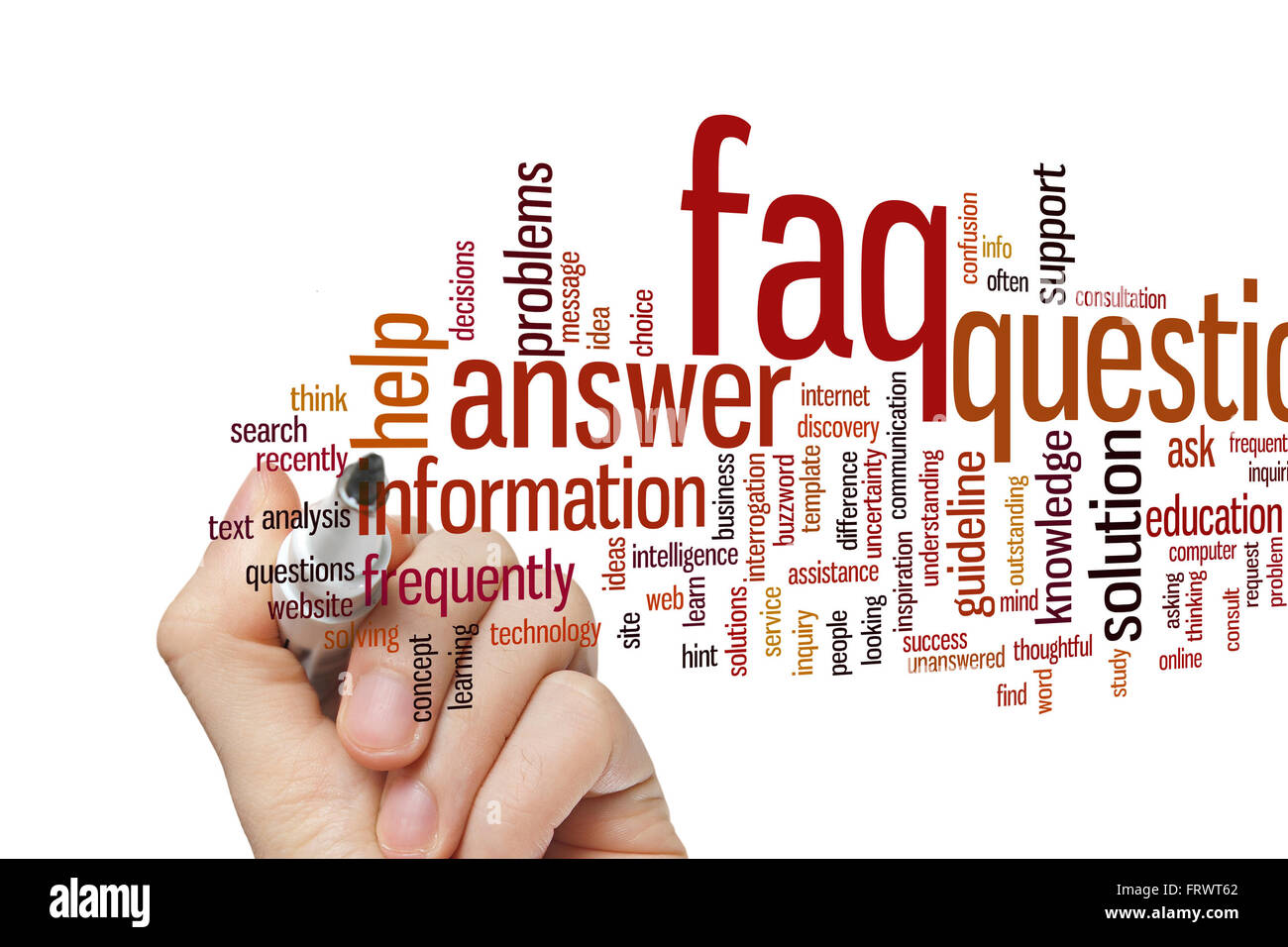 FAQ concept word cloud background Stock Photo - Alamy