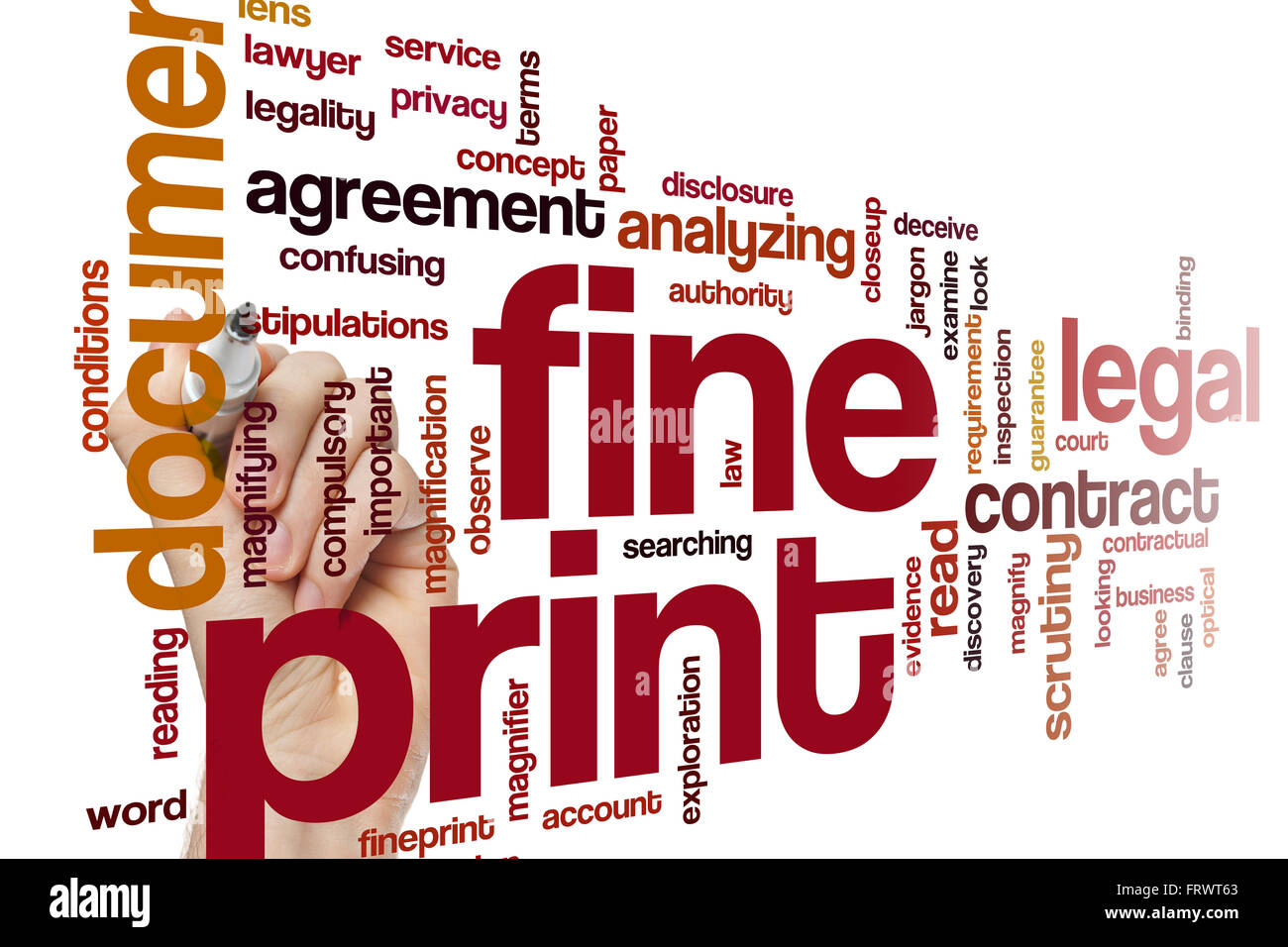 Fine print word cloud concept Stock Photo - Alamy