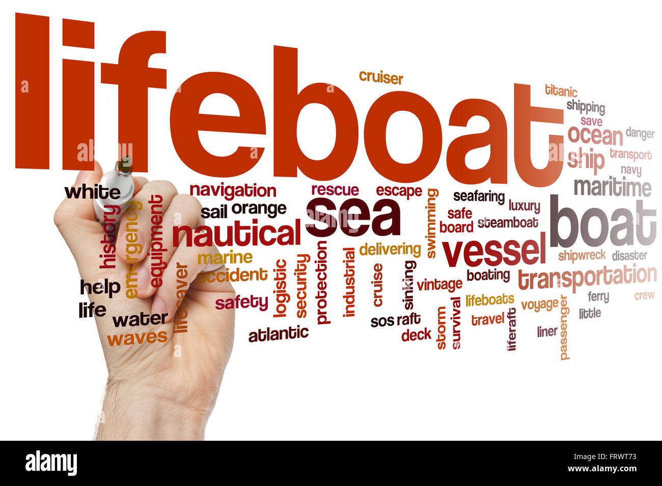 Lifeboat word cloud concept with vessel ocean related tags Stock Photo ...