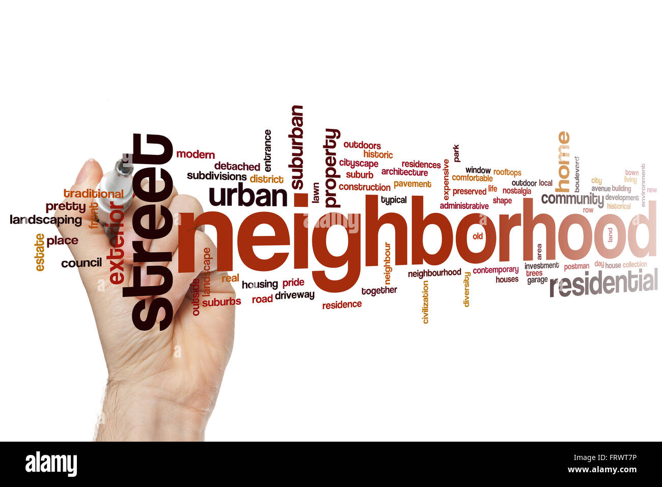 Neighborhood concept word cloud background Stock Photo - Alamy
