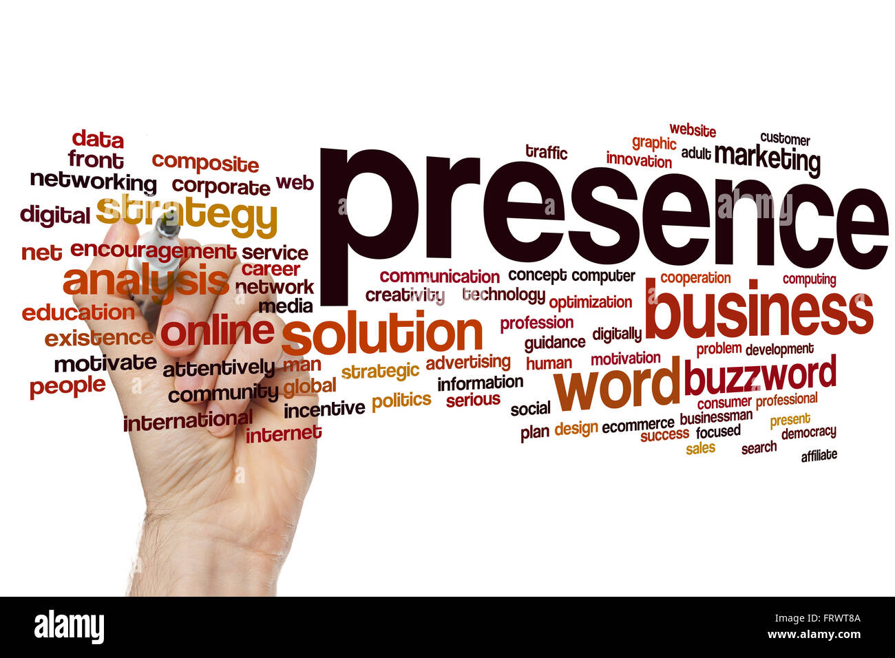 Presence concept word cloud background Stock Photo - Alamy